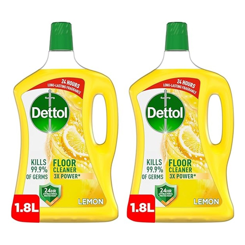 Dettol Antibacterial Power Floor Cleaner, Lemon Scent, 1.8L x 2 - Enliven General Trading LLC